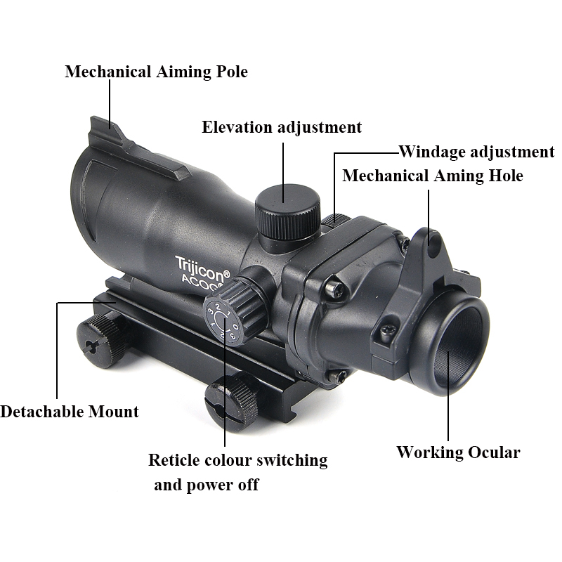 Airsoft Red Dot Optical ACOG Scope 1X32 - Airsoft Central